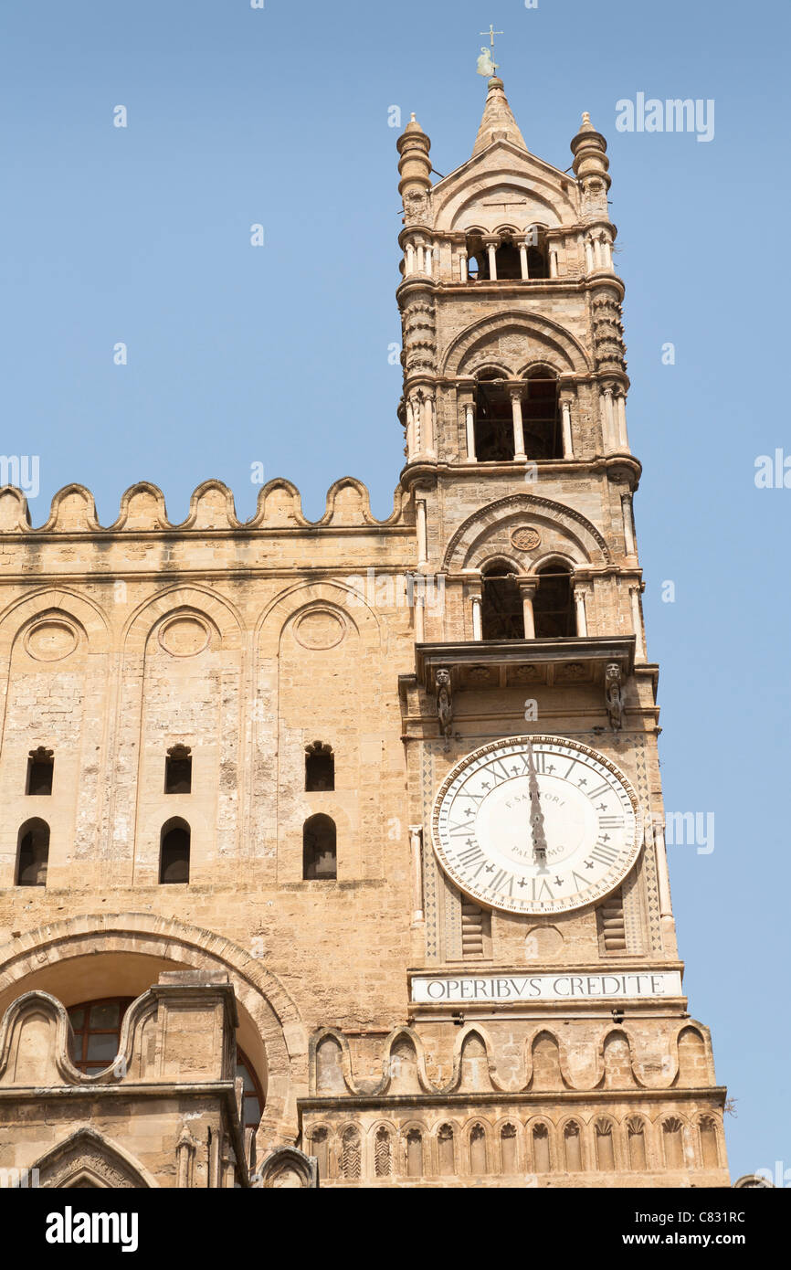 Clock tower, Palermo Cathedral, Palermo, Sicily, Italy Stock Photo - Alamy