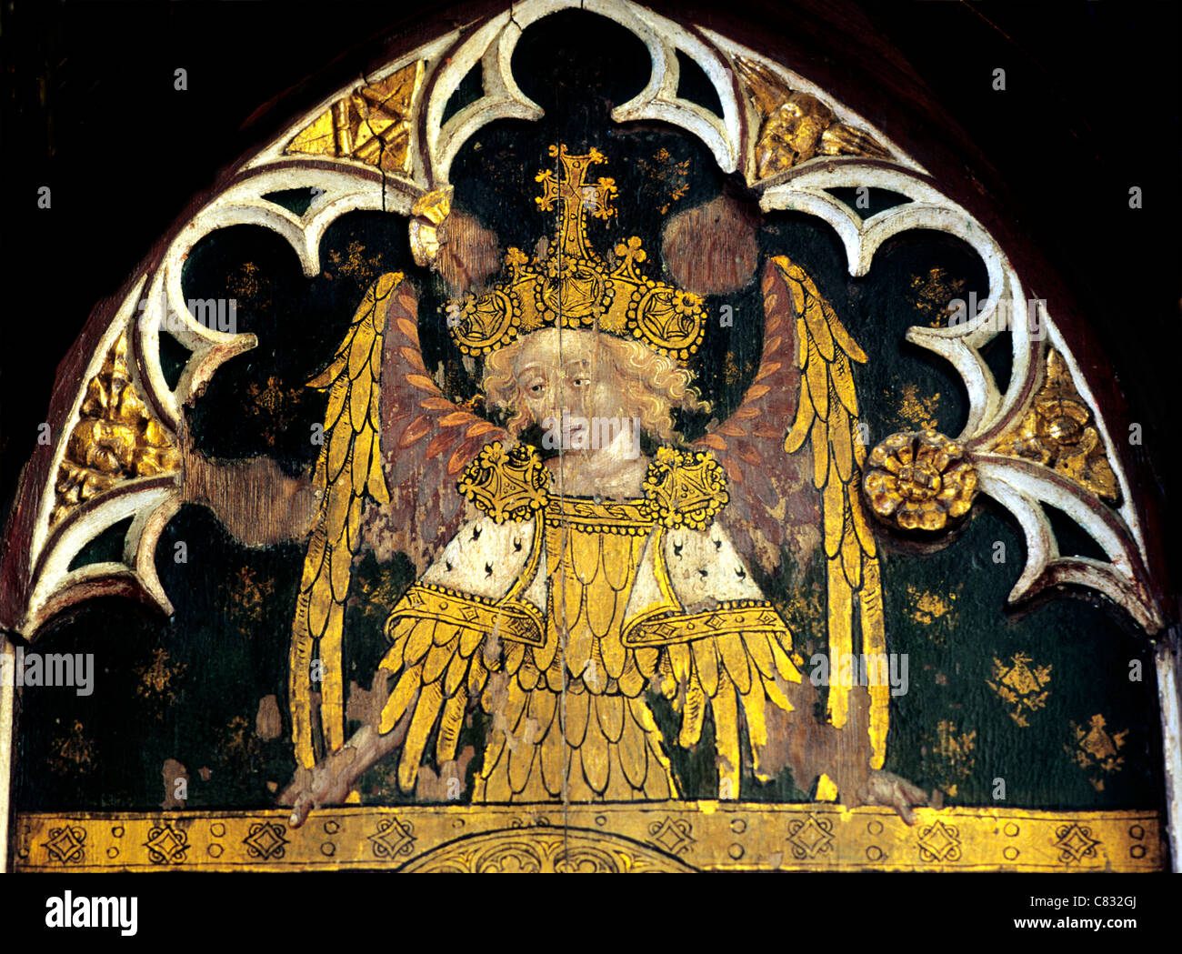 Ranworth, Norfolk, rood screen, demi figure of an Angel English ...