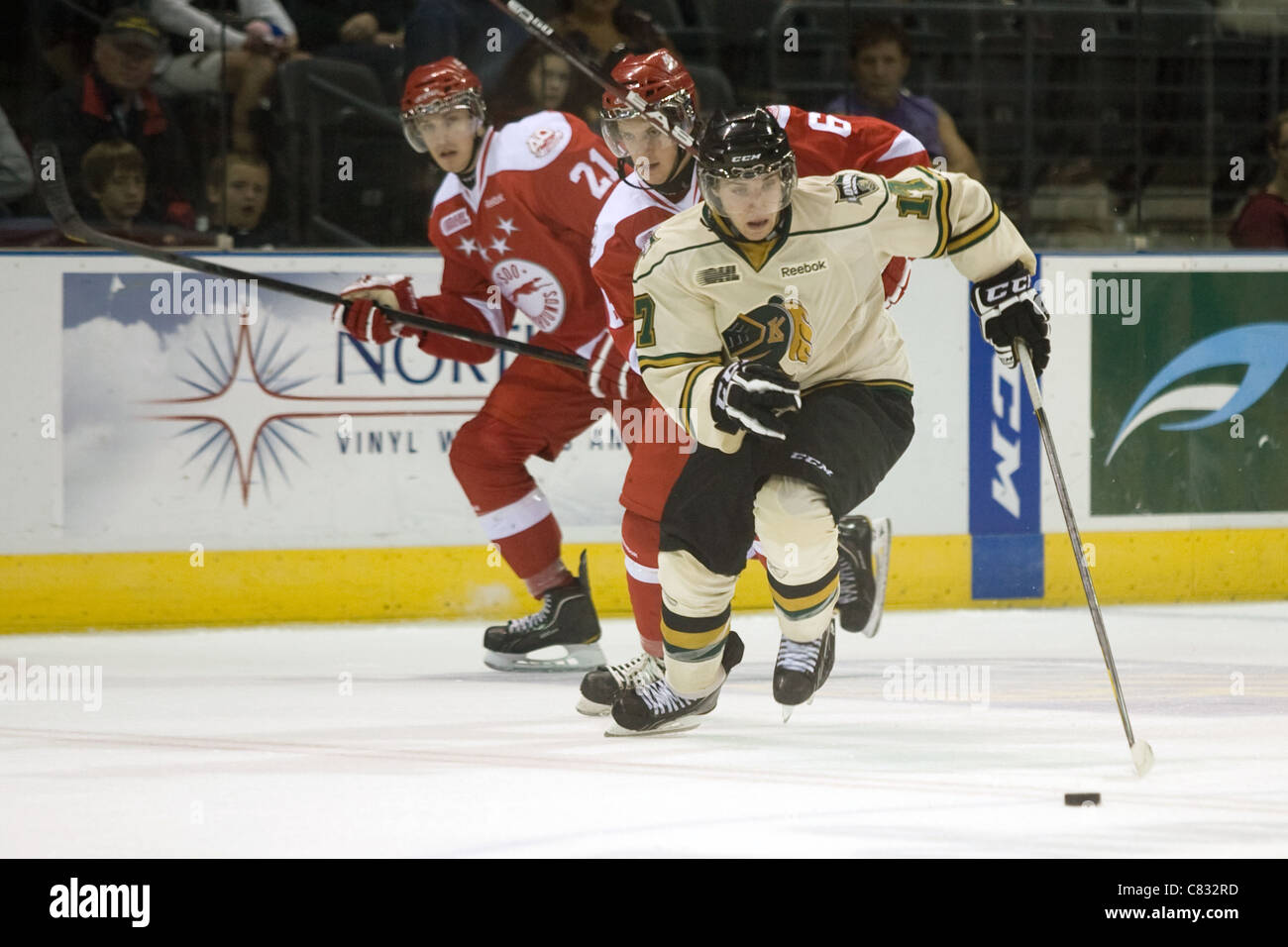 London Ontario, Canada - October 9, 2011. Regular season game of London ...
