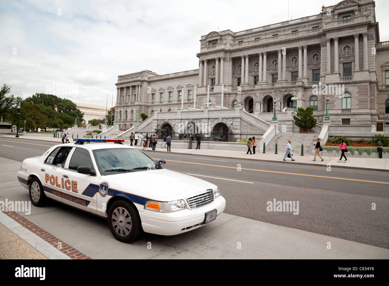 Capitol Police car outside National Library of Congress, Washington DC ...