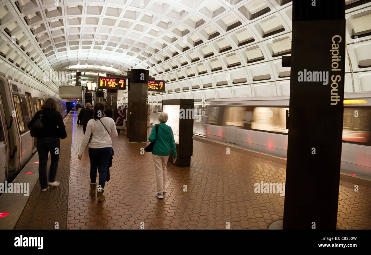 Washington DC Capitol South station, metro subway, view from the ...
