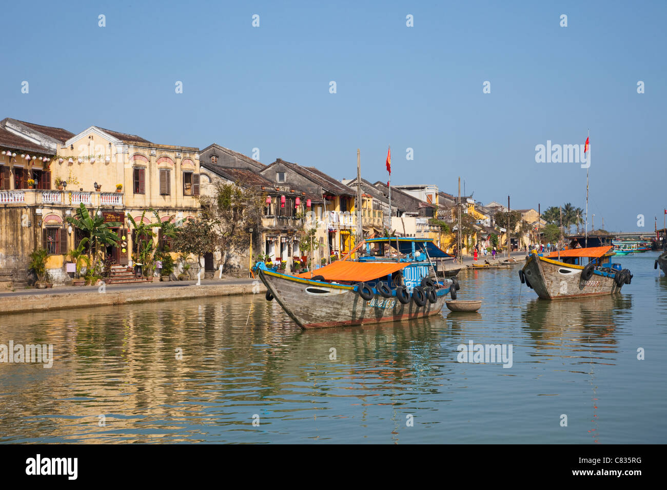 Vietnam, Hoi An, View of Town Skyline and Huai River Stock Photo - Alamy