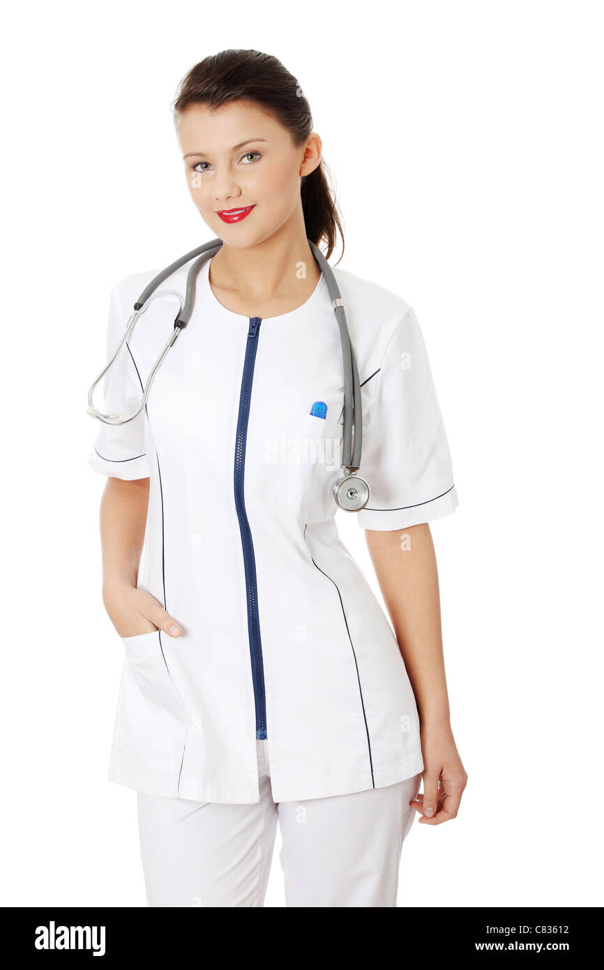 Young nurse or female doctor , isolated on white background Stock Photo ... Young nurse or female doctor , isolated on white background Stock Photo ...