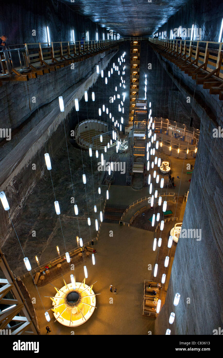 Turda salt mine, tourist attraction in Transylvania, Romania Stock ...