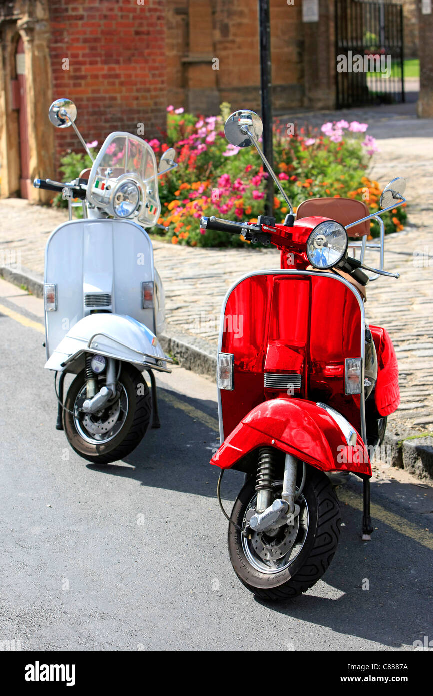 Scooters parked at the roadside in England Stock Photo - Alamy