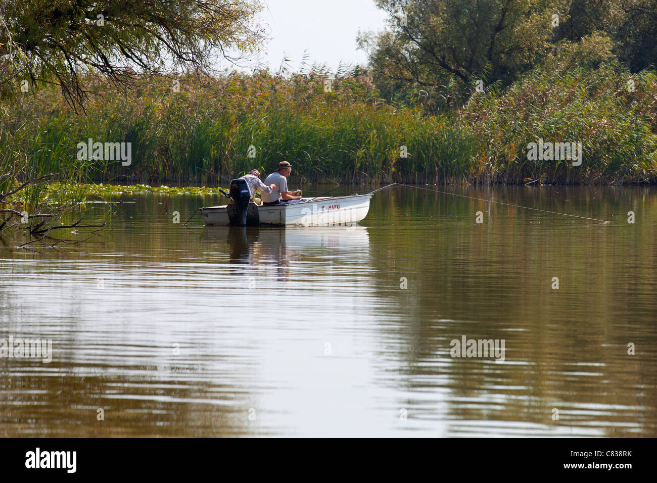 Sport fishing in Danube river Delta, Romania Stock Photo - Alamy