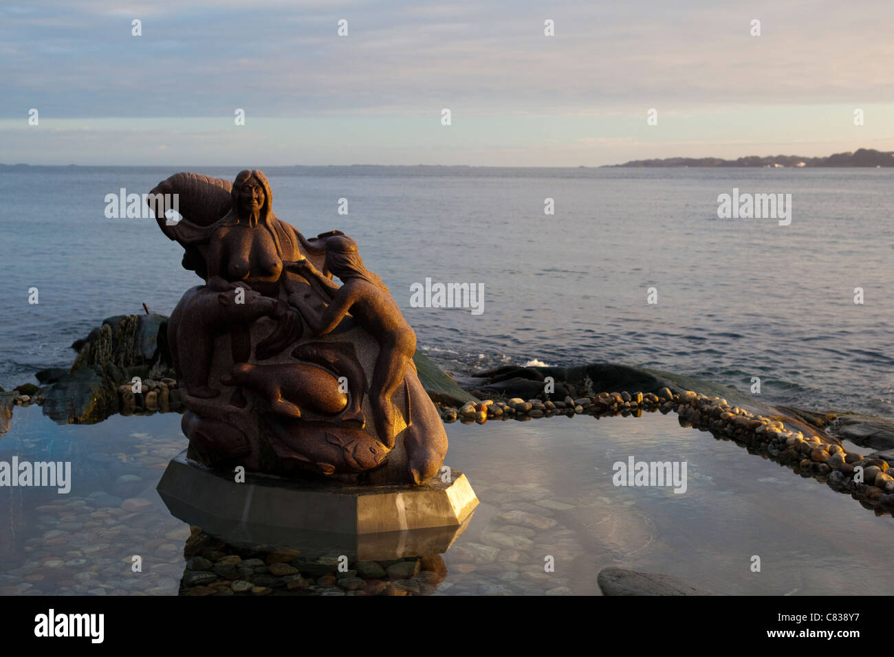 A statue at the old harbour in Nuuk, Greenland of Arnakuagsak , or ...