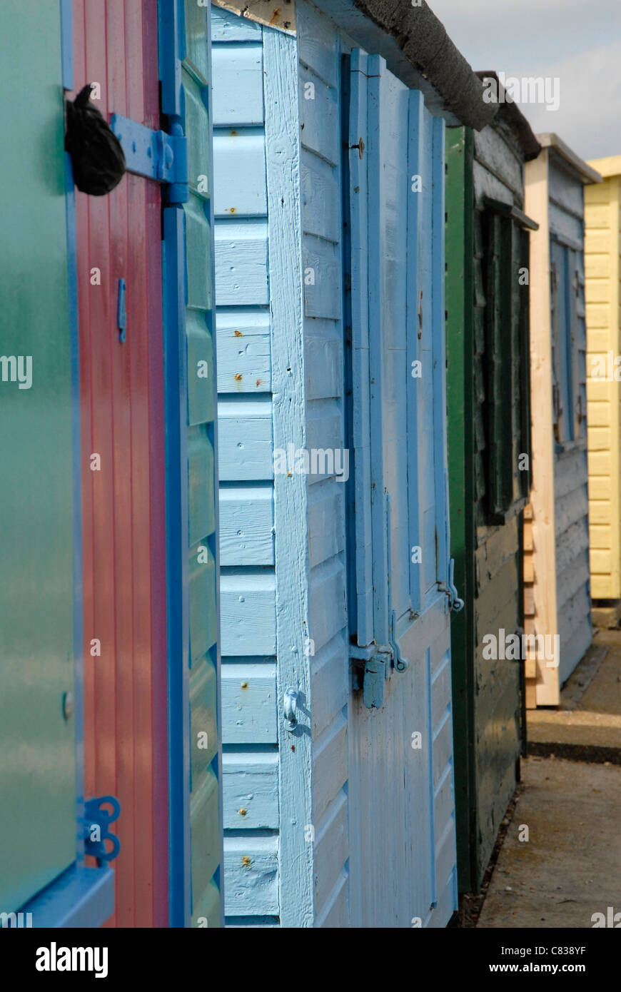 Traditional coloured beach huts. Bembridge, Isle of Wight UK Stock ...
