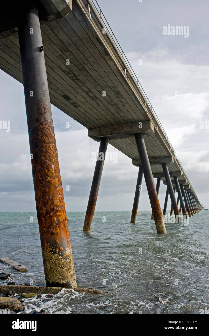 Pier at Cloghan Point, Belfast Lough. Originally built to supply oil ...