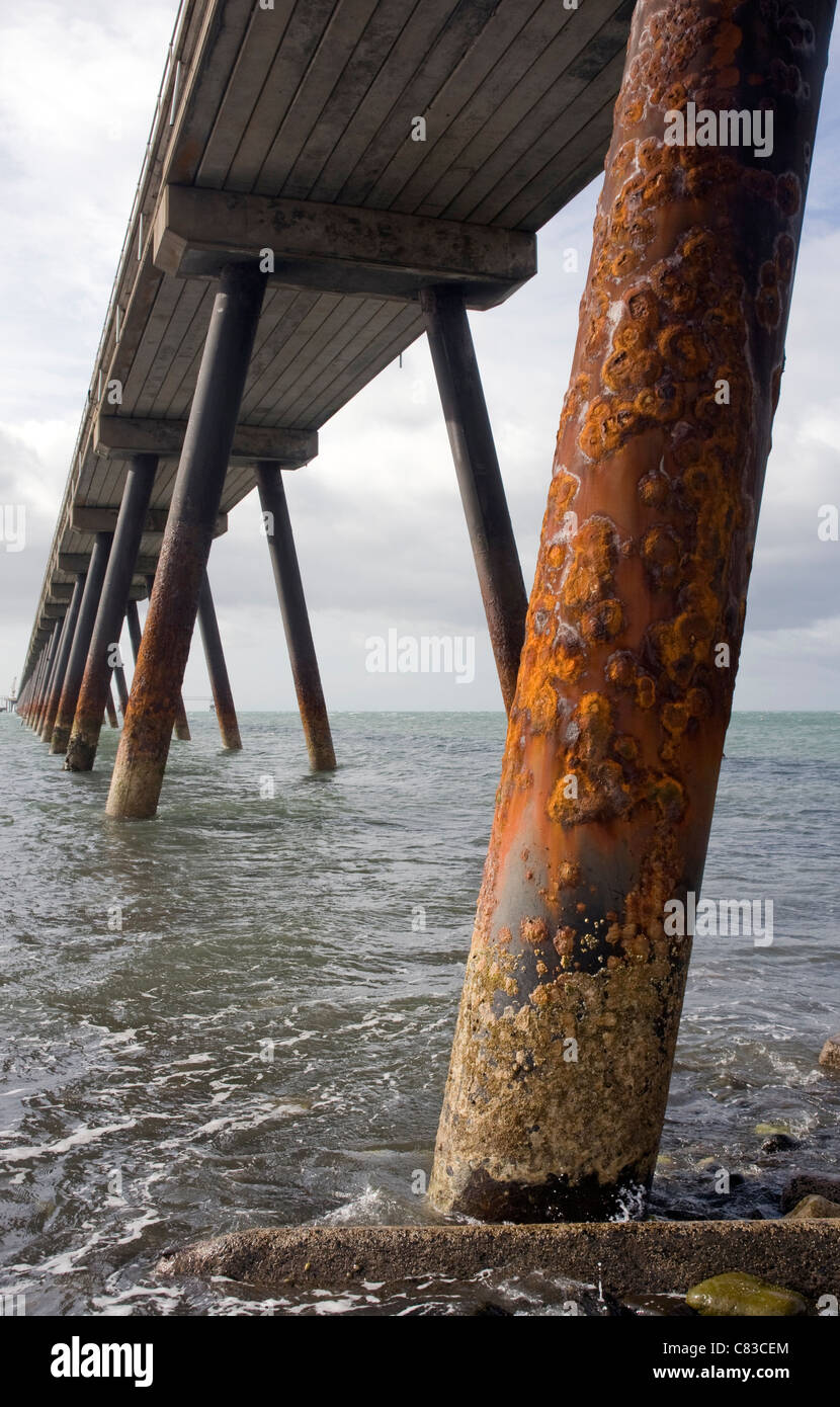 Pier at Cloghan Point, Belfast Lough. Originally built to supply oil ...