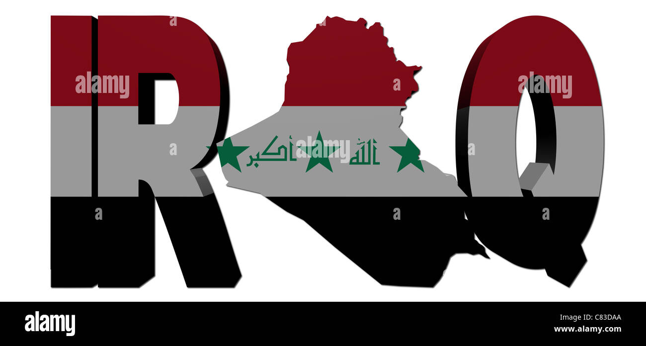 Iraq map text with flag illustration Stock Photo - Alamy