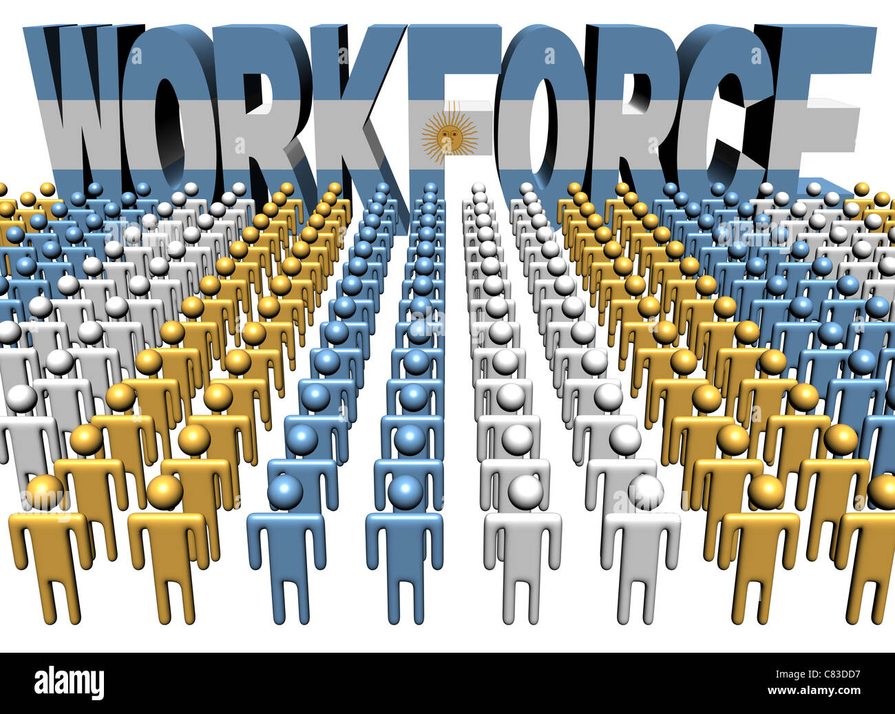 lines of people with workforce Argentina flag text illustration Stock ...