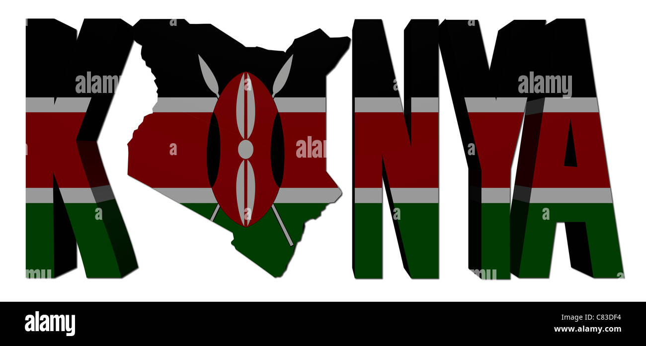 Kenya map text with flag illustration Stock Photo - Alamy