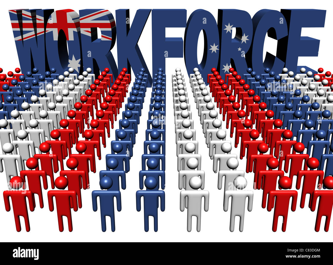 lines of people with workforce Australia flag text illustration Stock ...