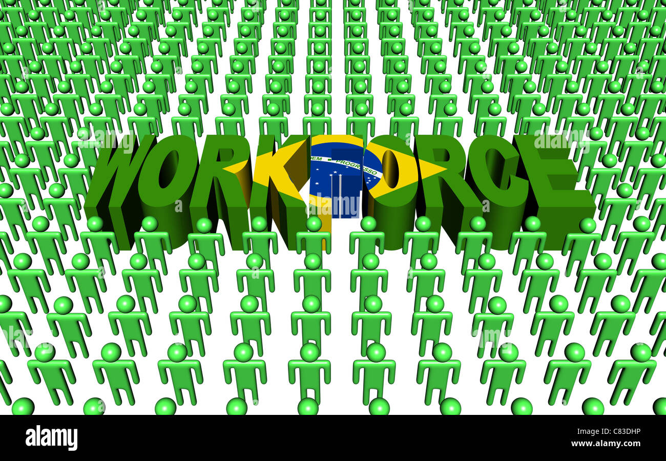 Brazilian workforce with flag text illustration Stock Photo - Alamy