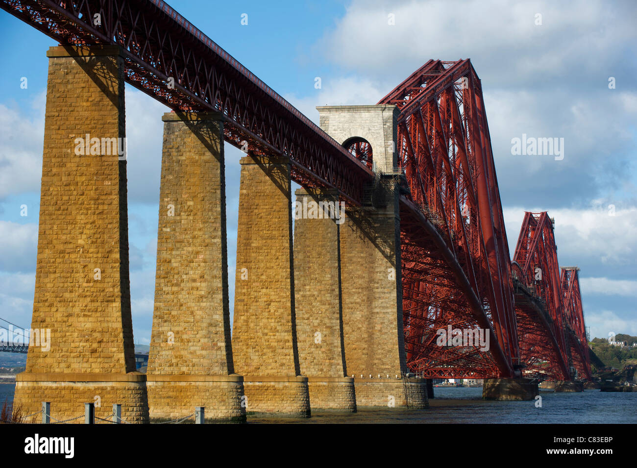 The Forth Rail Bridge spanning the Forth Estuary between East Lothian ...