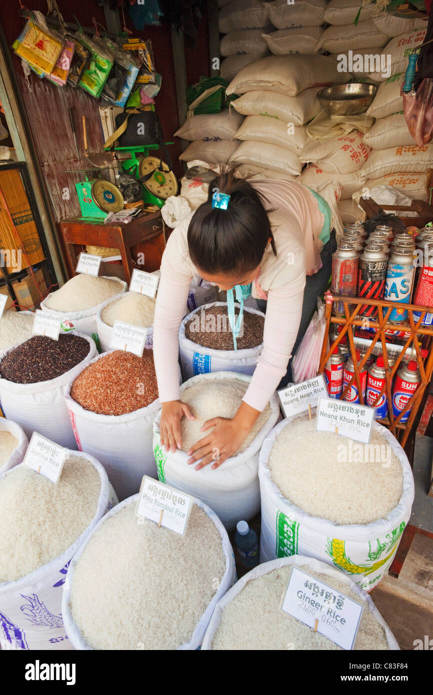 Cambodia, Siem Reap, Rice Shop in The Old Market Stock Photo - Alamy