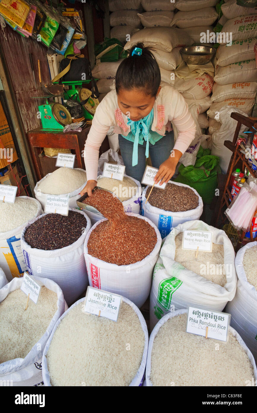 Cambodia, Siem Reap, Rice Shop in The Old Market Stock Photo - Alamy
