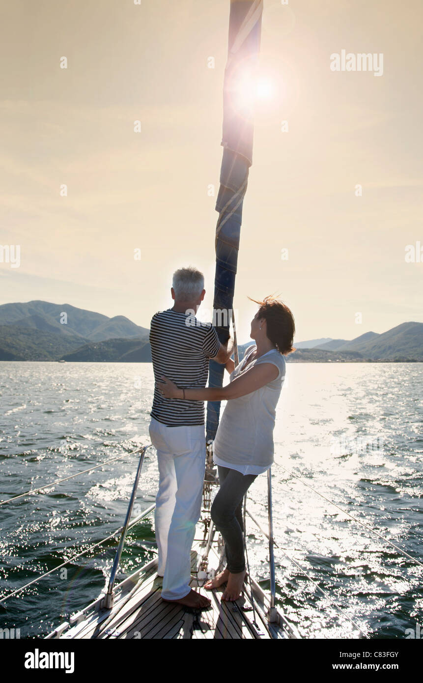 Older couple sailing together Stock Photo - Alamy