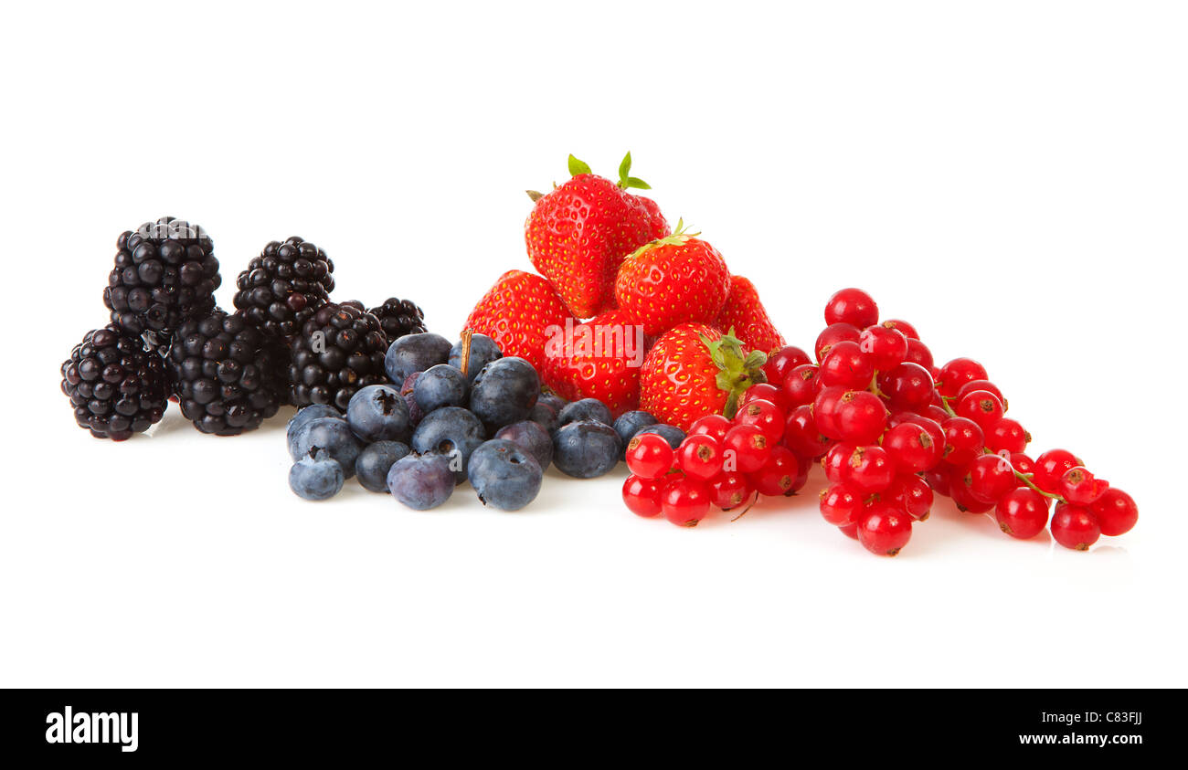 Healthy fresh summer fruit over white background Stock Photo - Alamy