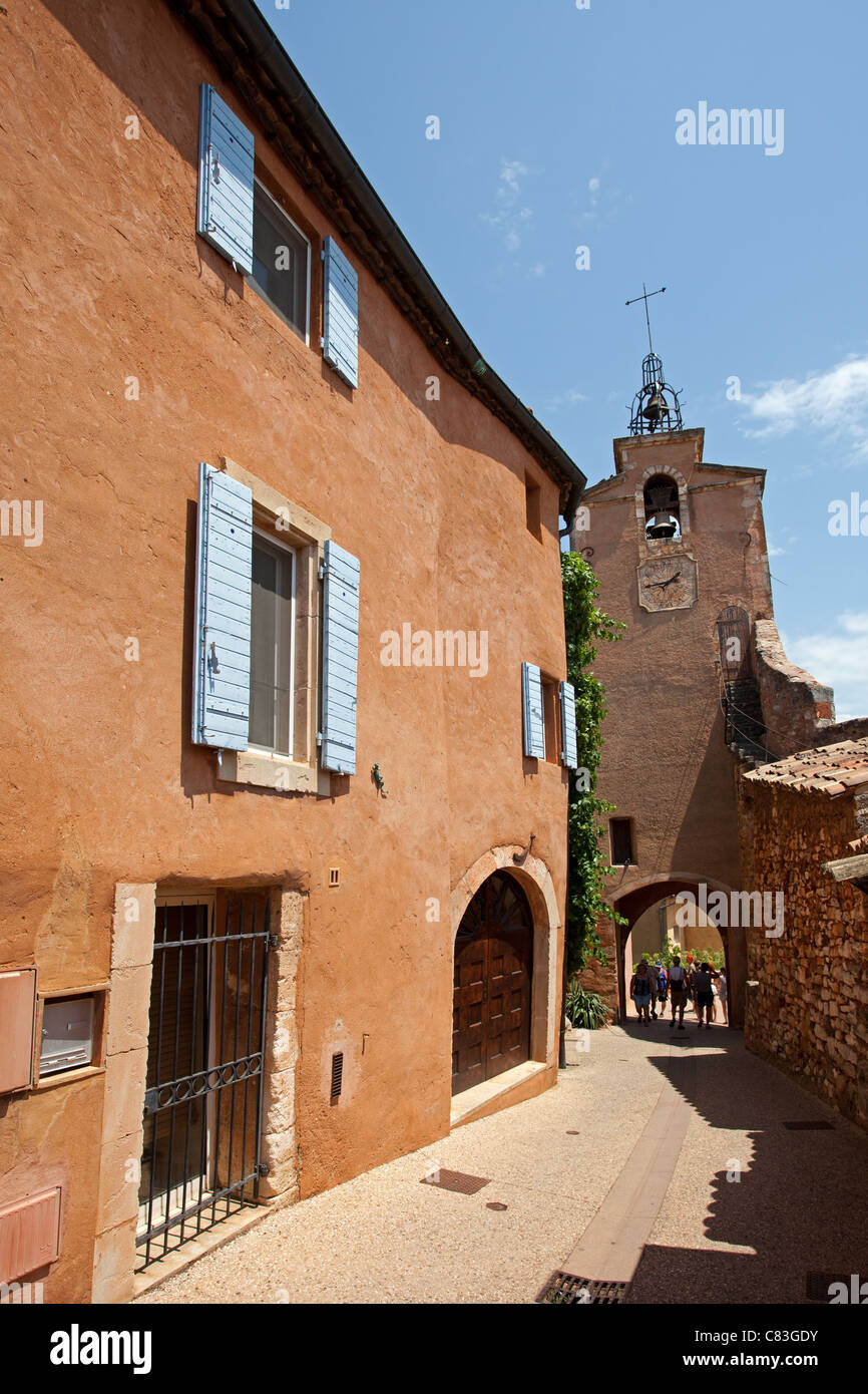 Roussillon: Street and Belltower Stock Photo - Alamy