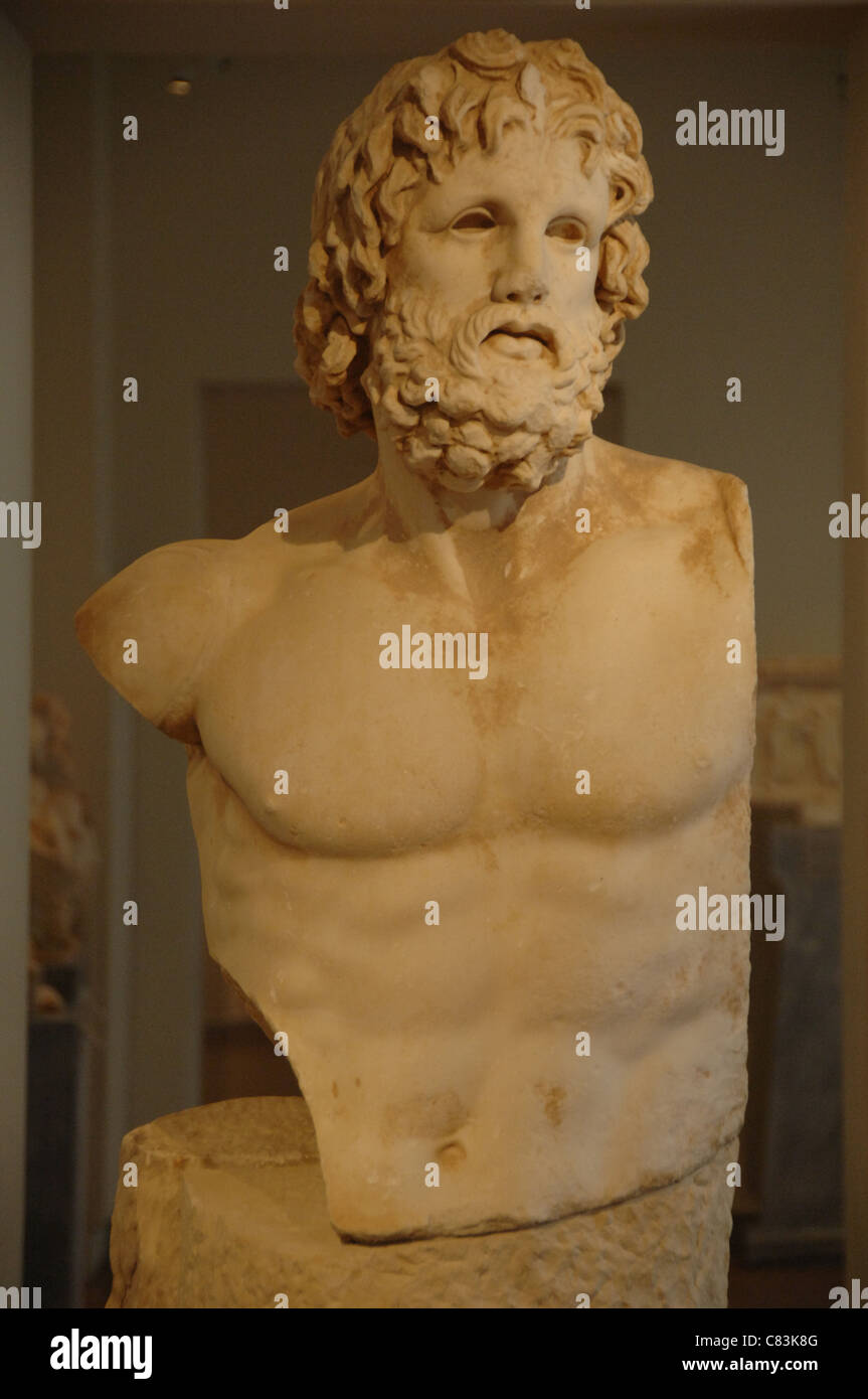 Greek Art. Greece. Bust of Asclepius. Pentelic marble. Copy of the 2nd ...