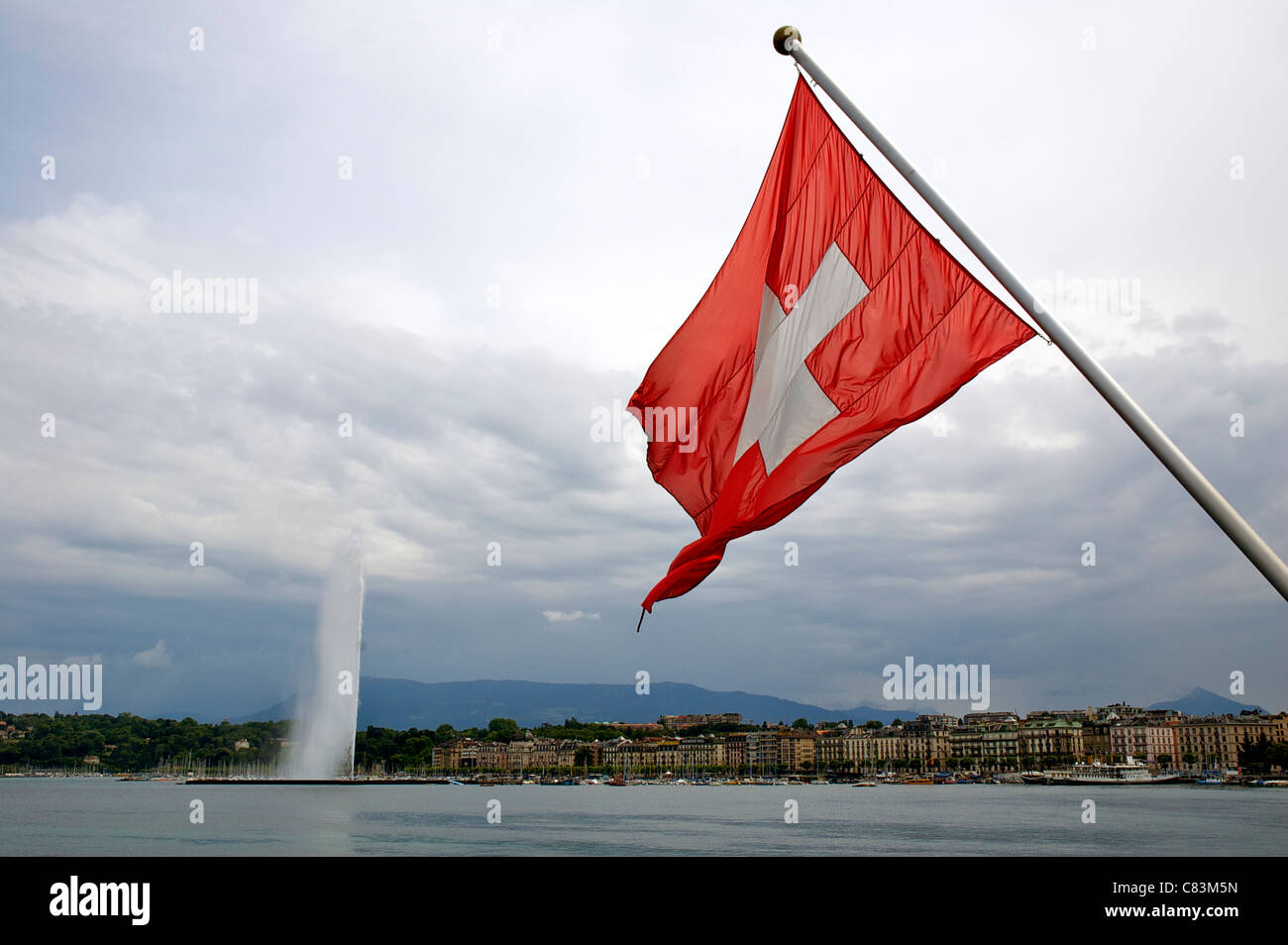 Swiss Flag, Geneva, Switzerland Stock Photo - Alamy