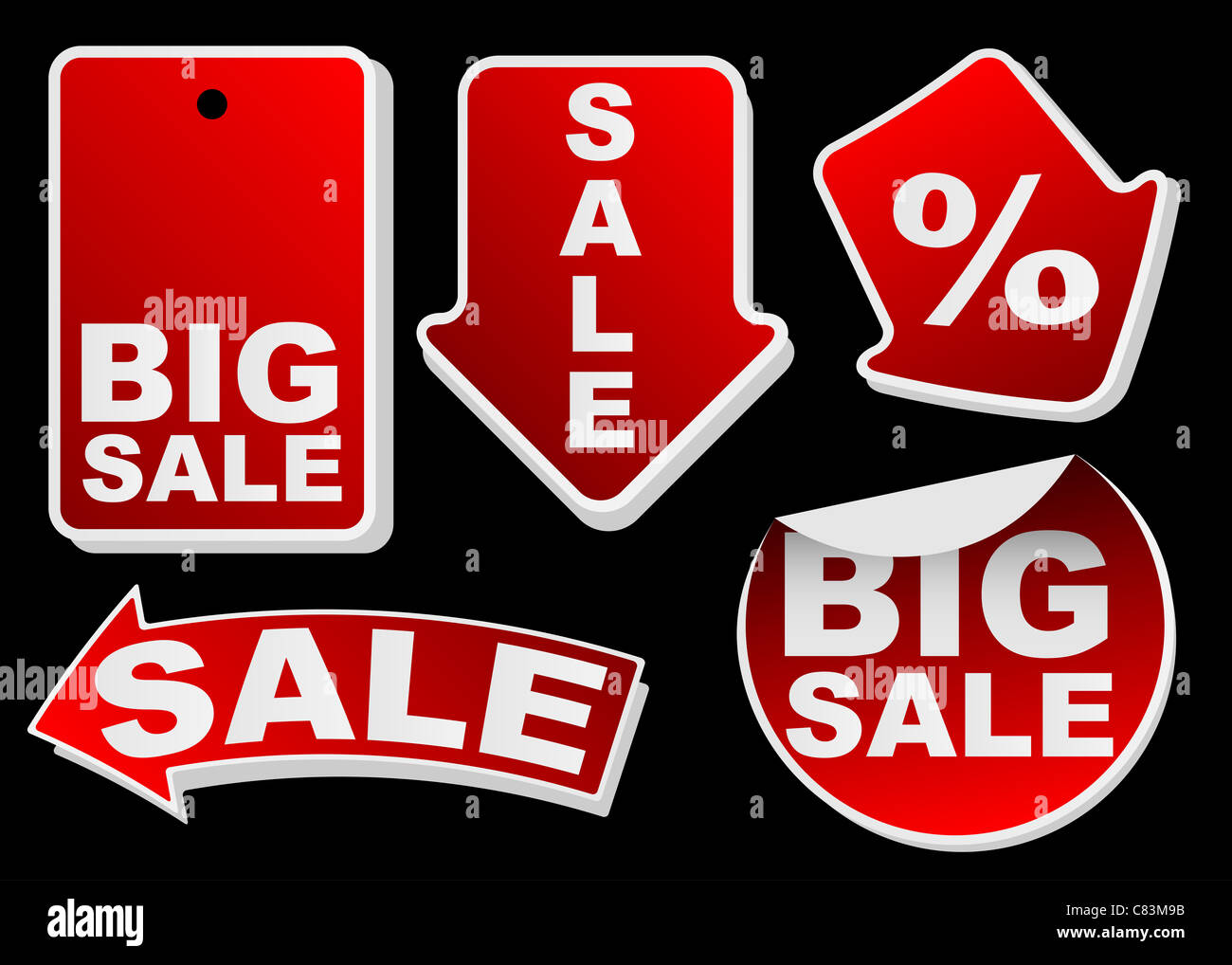 Collection of Various Red Isolated Sale Tags Stock Photo - Alamy