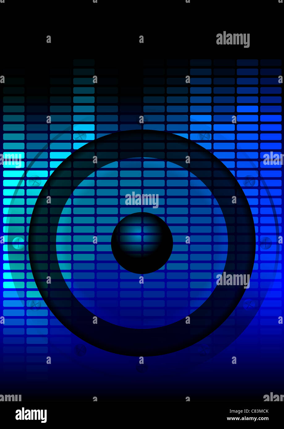Music Party Background - Loudspeaker and Blue Equalizer on Dark ...