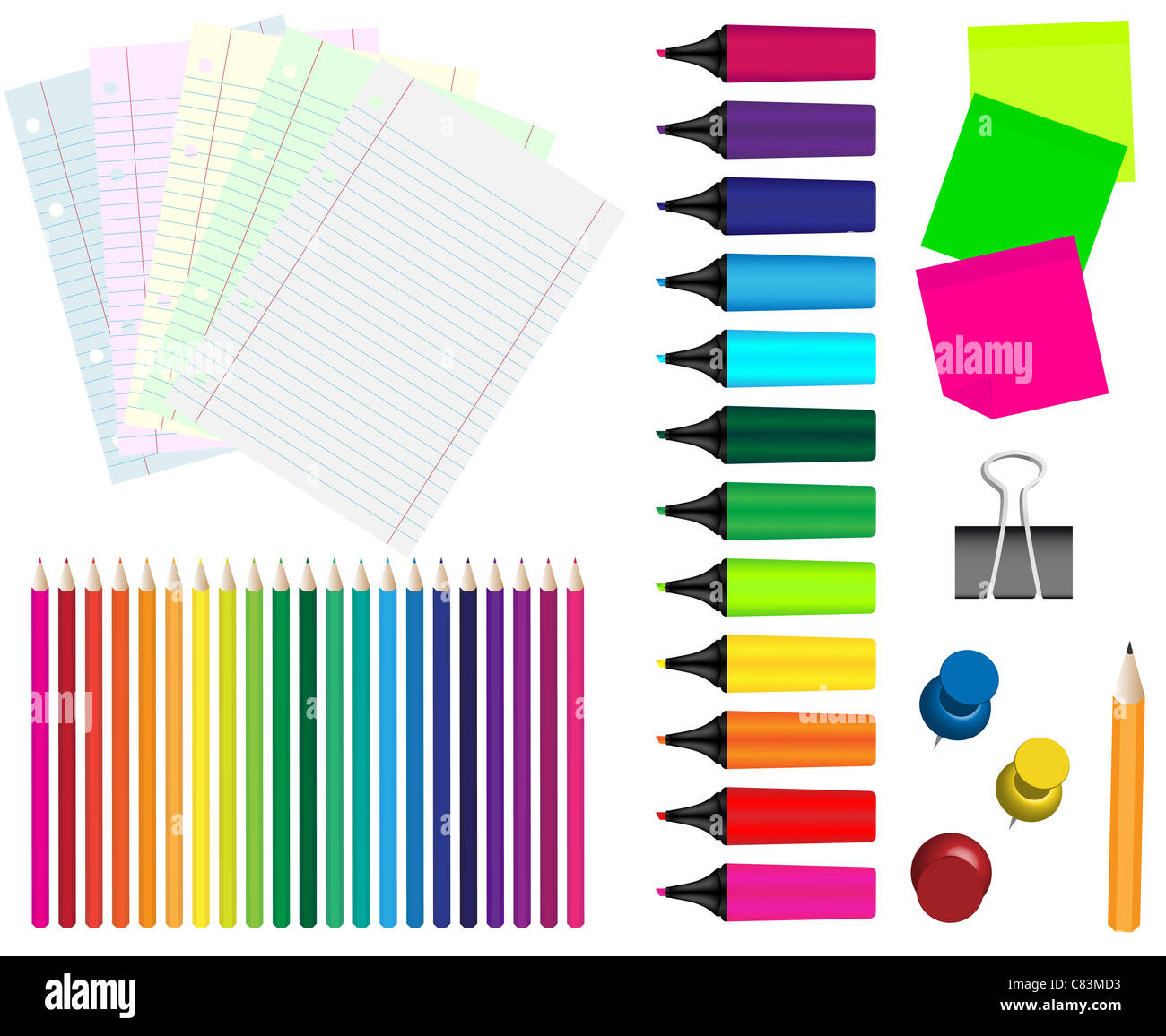 Crayons and markers Cut Out Stock Images & Pictures - Alamy