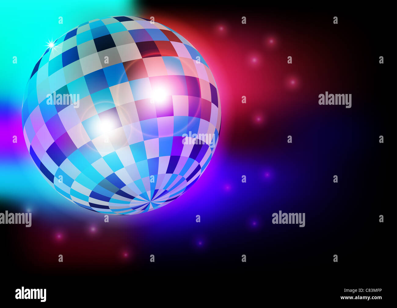 Glowing Retro Disco Ball in Night Club on Dark Background Stock Photo ...