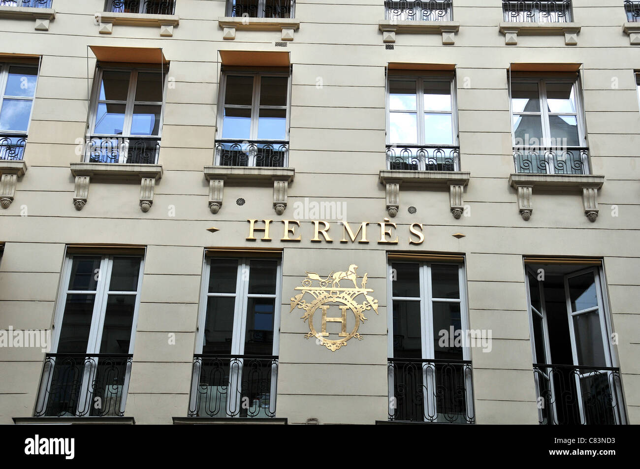 Hermès building, Faubourg Saint Honoré street, Paris France Stock Photo ...