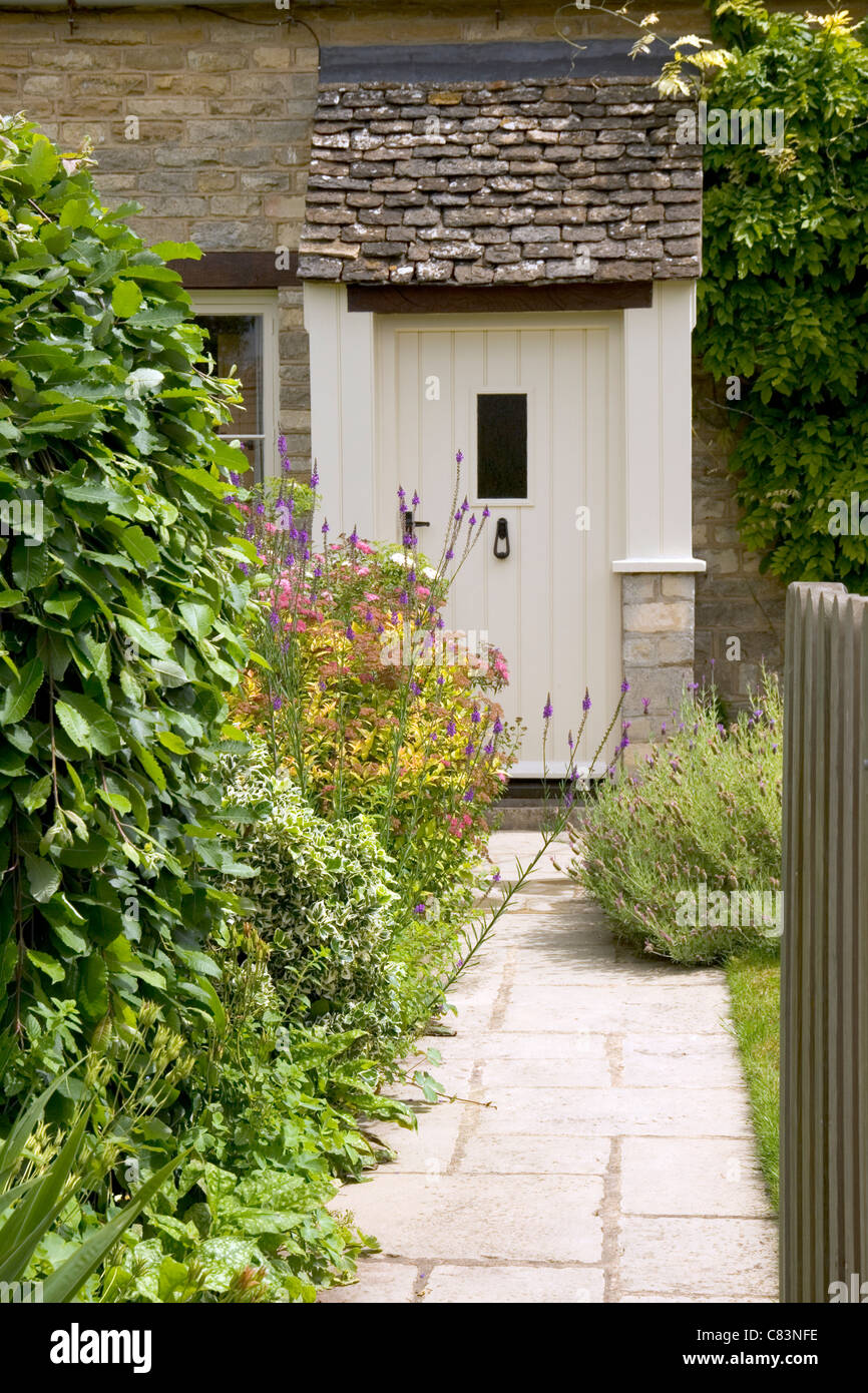 Garden gate and path to front door, Gloucestershire, England, UK Stock ...
