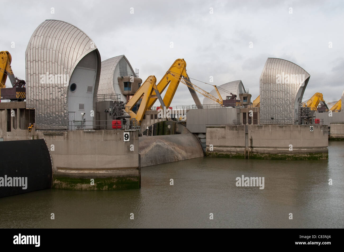 Thames Barrier annual test of flood defence gates Stock Photo - Alamy
