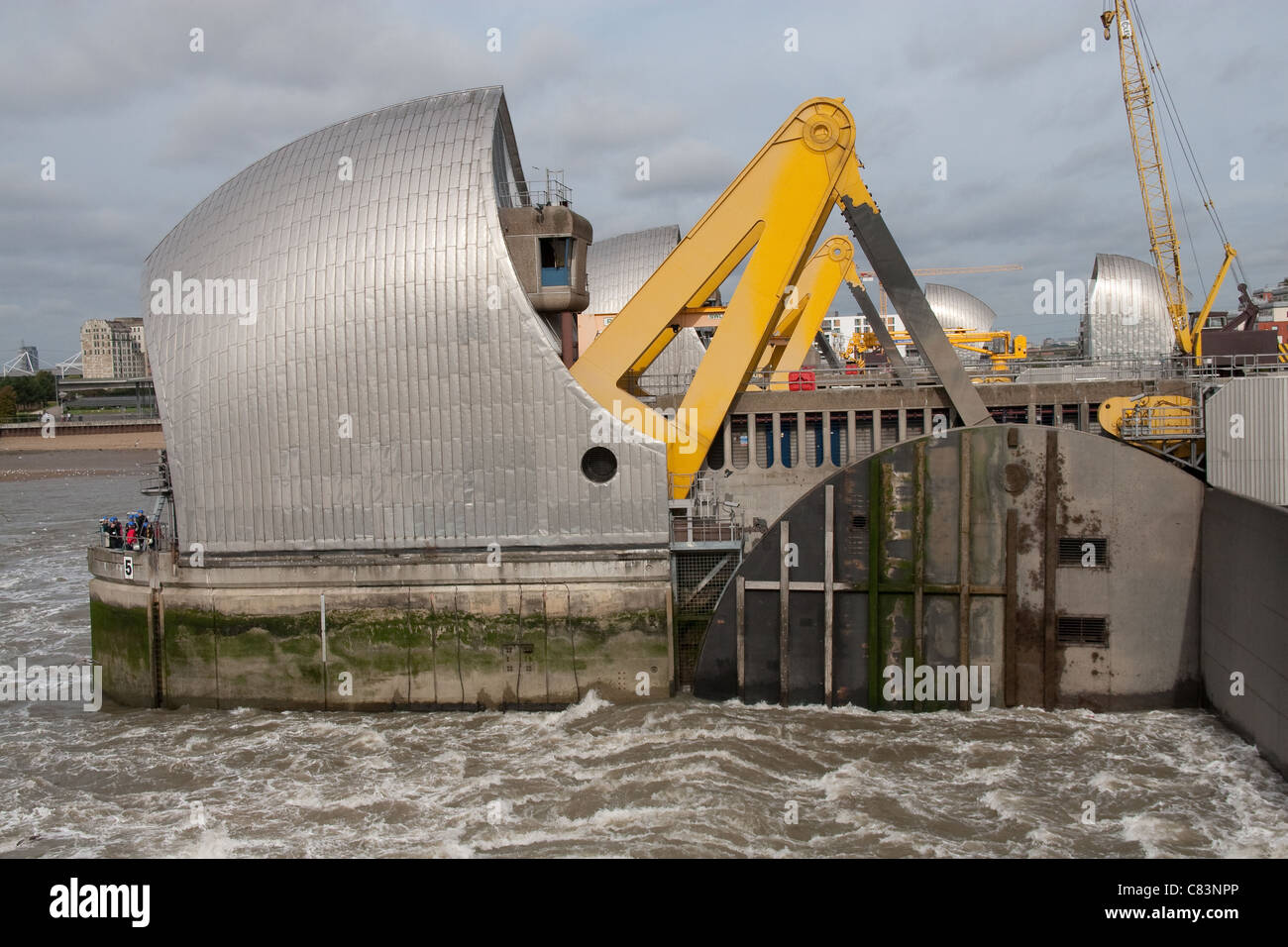 Thames Barrier annual test of flood defence gates Stock Photo - Alamy