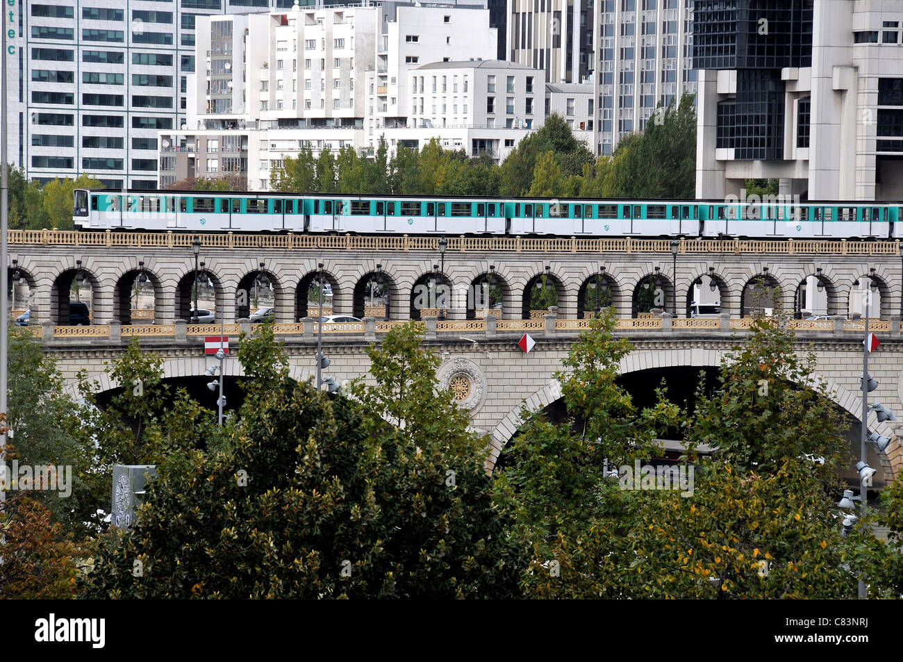 Metro on Bercy bridge Paris France Stock Photo - Alamy