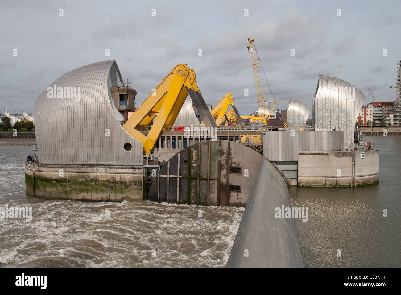 Thames Barrier annual test of flood defence gates Stock Photo - Alamy