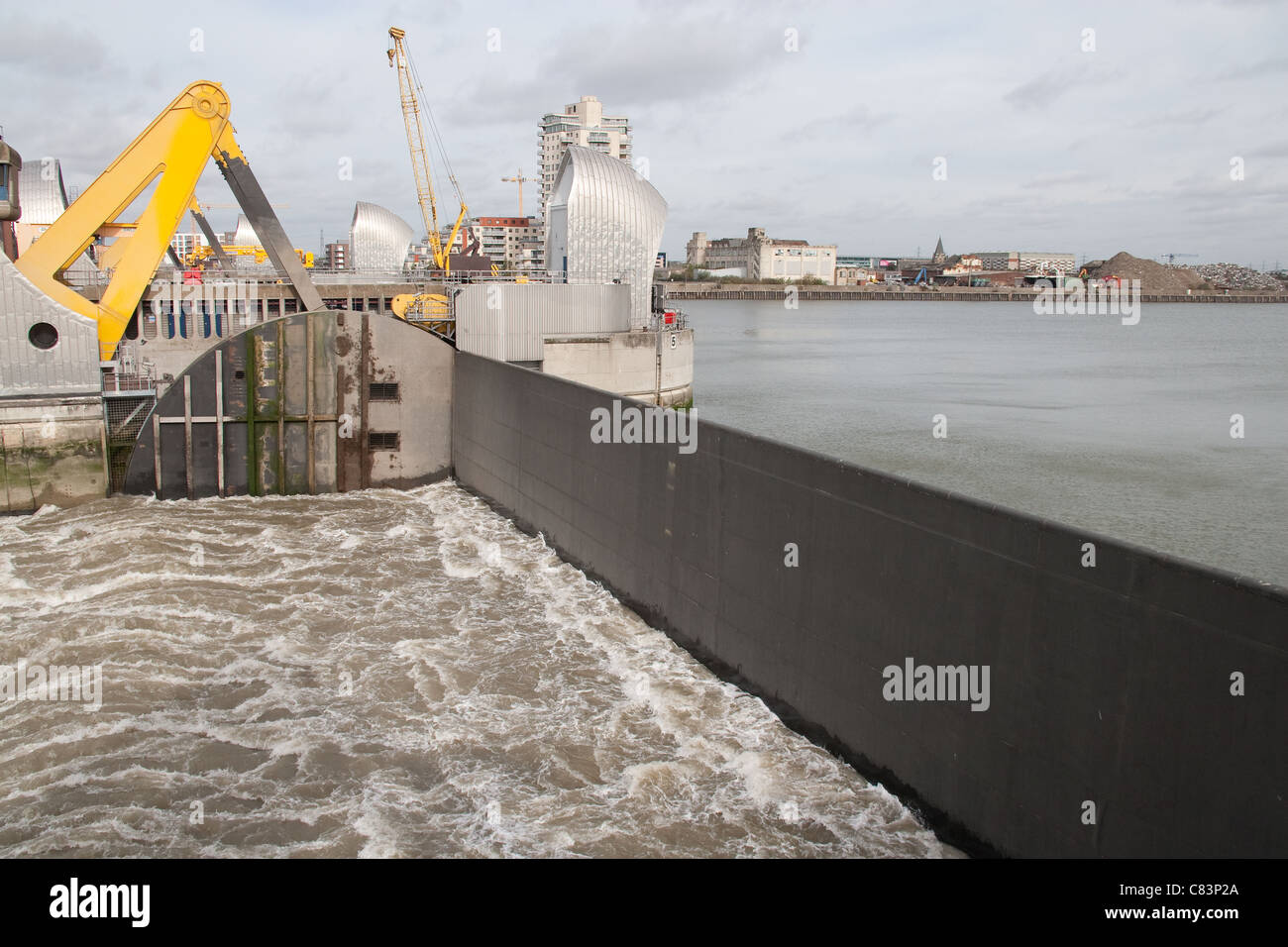 Thames Barrier annual test of flood defence gates Stock Photo - Alamy