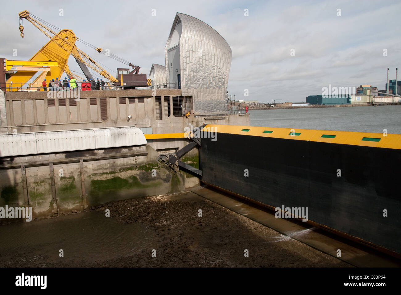 Thames Barrier annual test of flood defence gates Stock Photo - Alamy