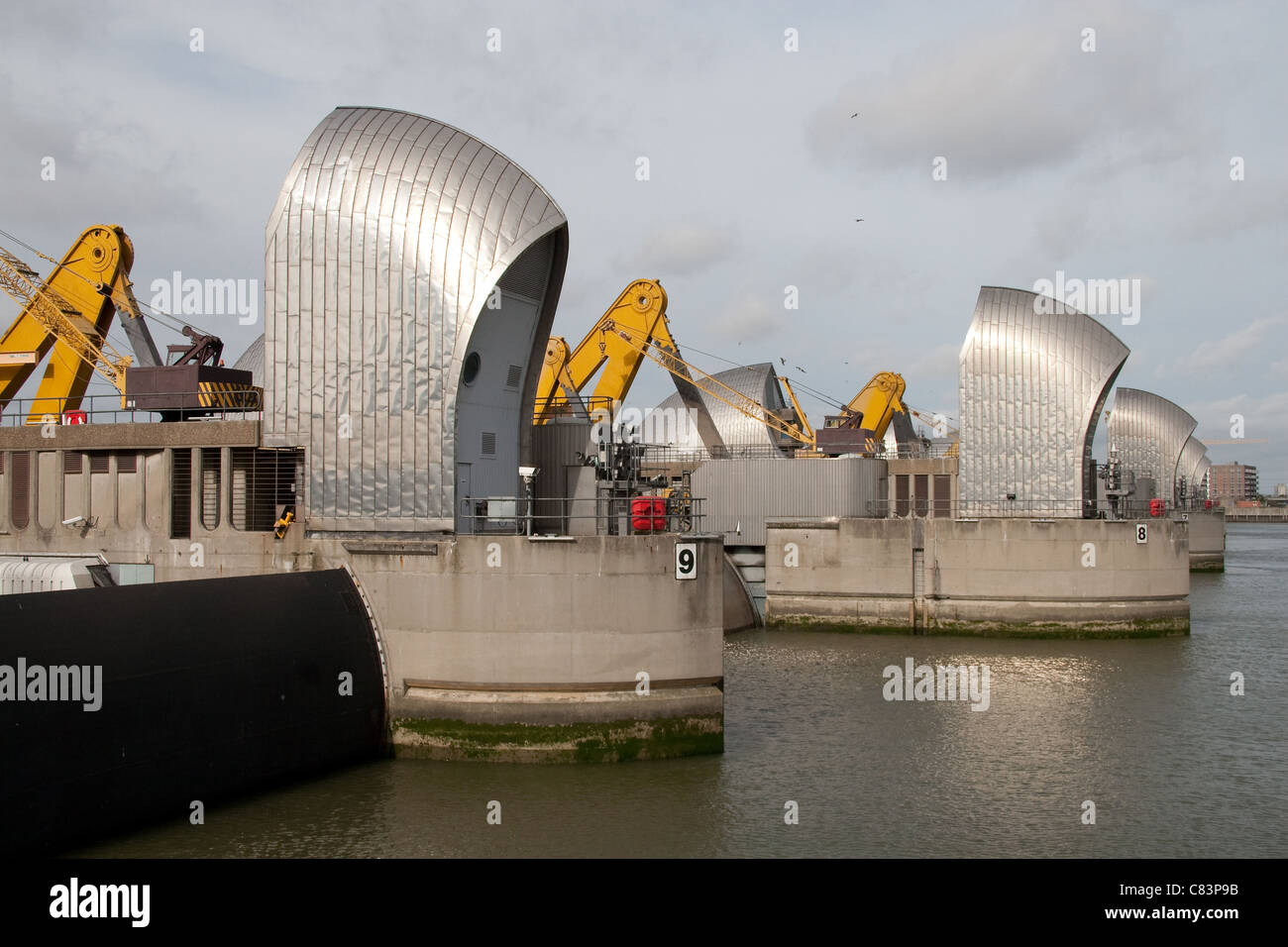 Thames Barrier annual test of flood defence gates Stock Photo - Alamy