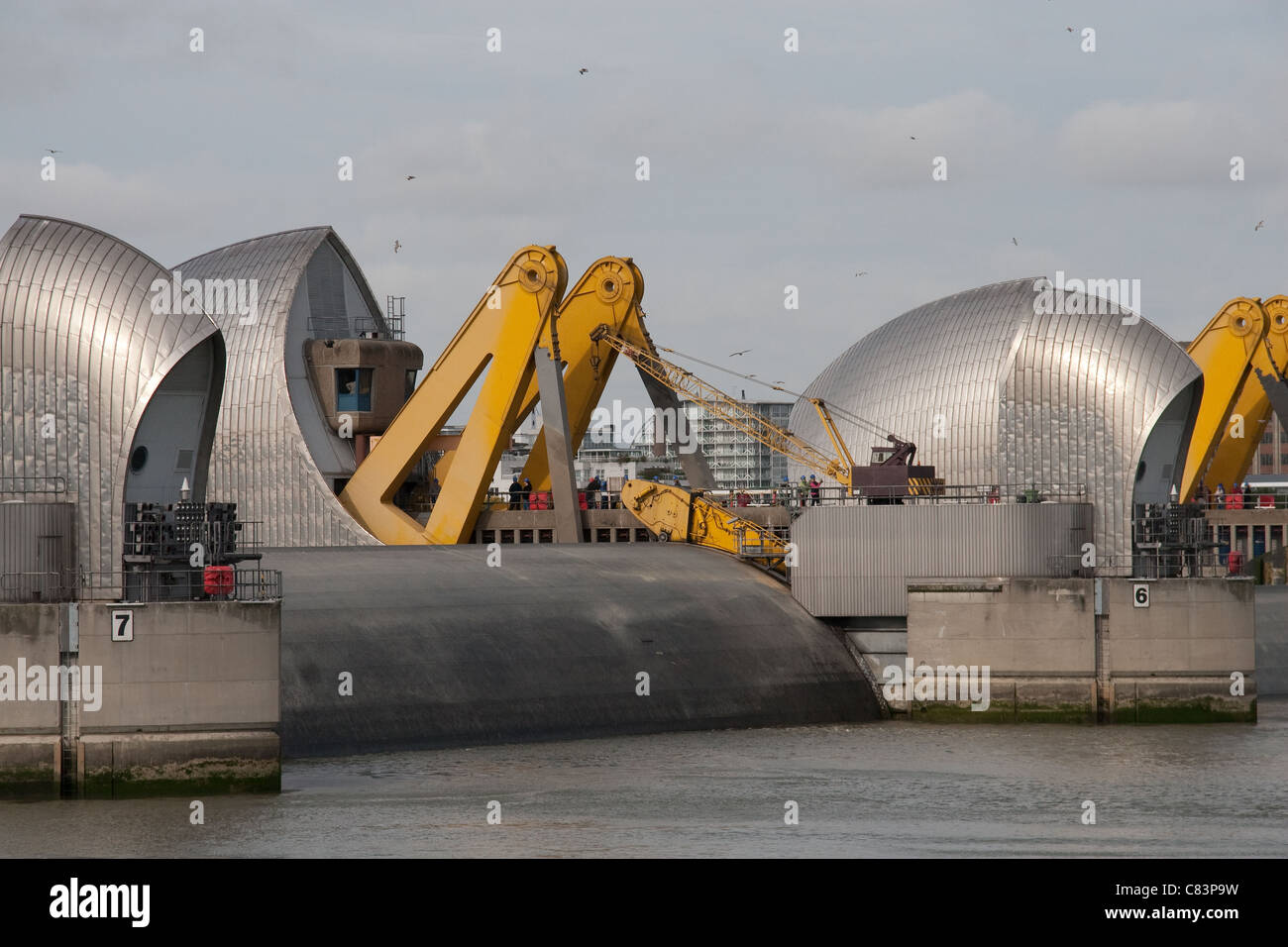 Thames Barrier annual test of flood defence gates Stock Photo - Alamy