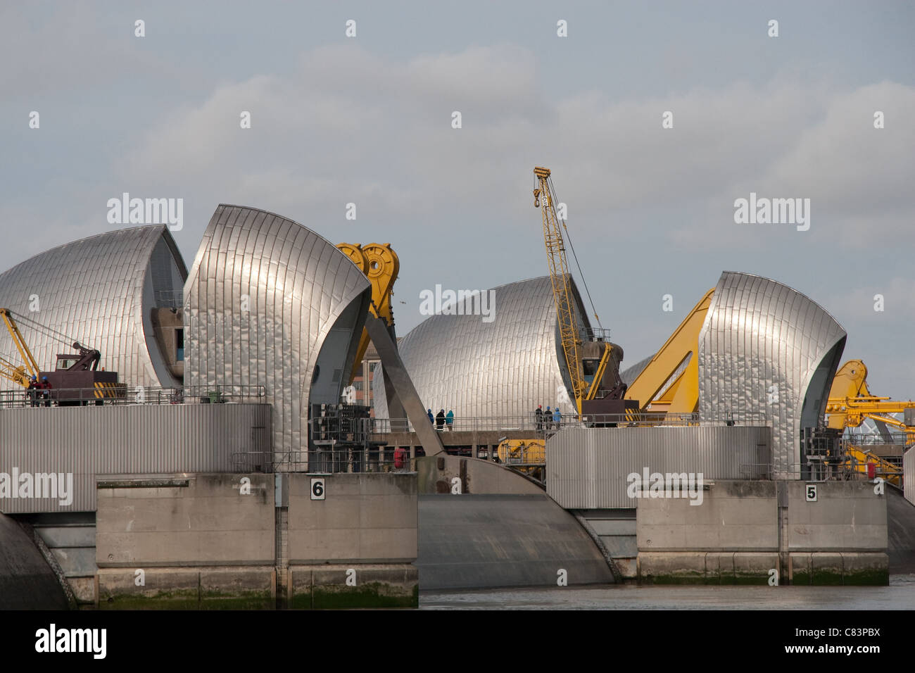 Thames Barrier annual test of flood defence gates Stock Photo - Alamy