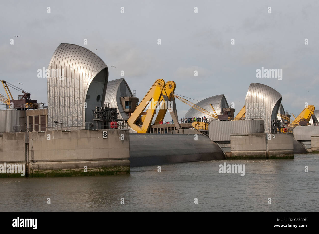 Thames Barrier annual test of flood defence gates Stock Photo - Alamy