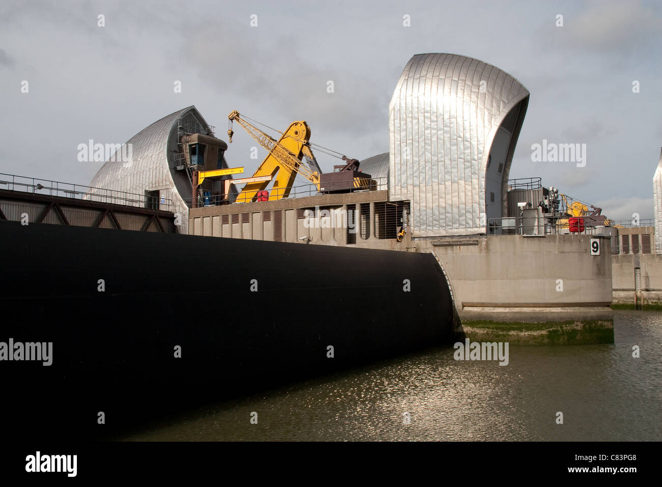 Thames Barrier annual test of flood defence gates Stock Photo - Alamy