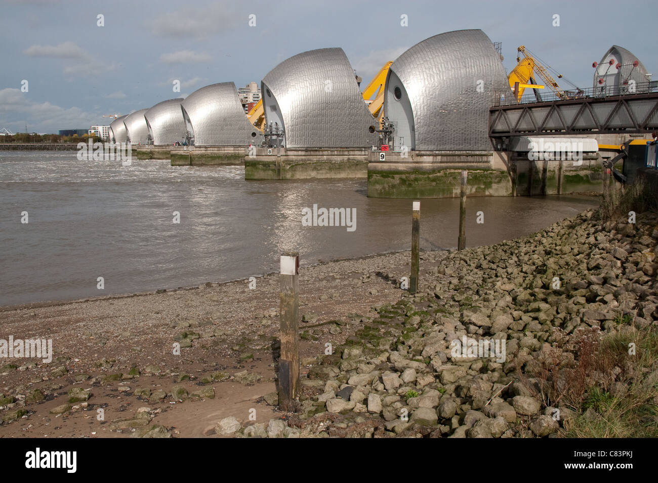 Thames Barrier annual test of flood defence gates Stock Photo - Alamy