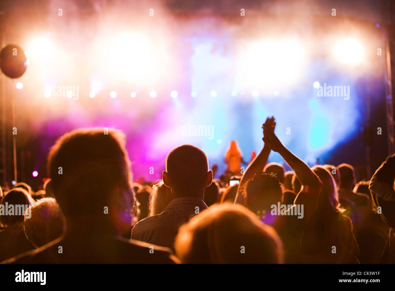 Crowds of people having fun on a music concert Stock Photo - Alamy