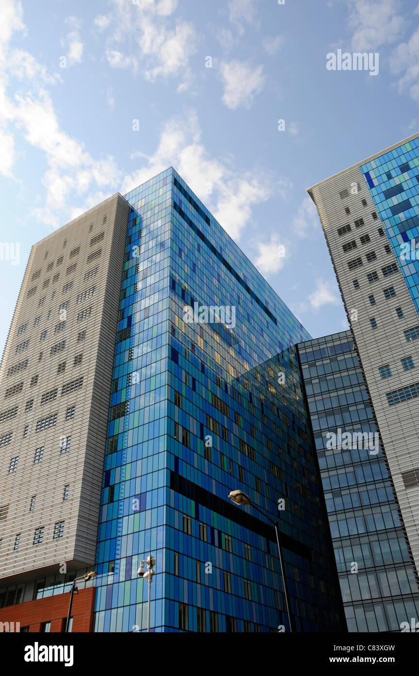 Modern NHS skyscraper hospital building exterior at Royal London ...