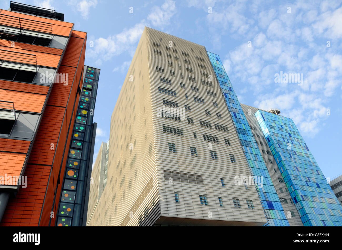 Modern NHS skyscraper hospital building exterior at Royal London ...