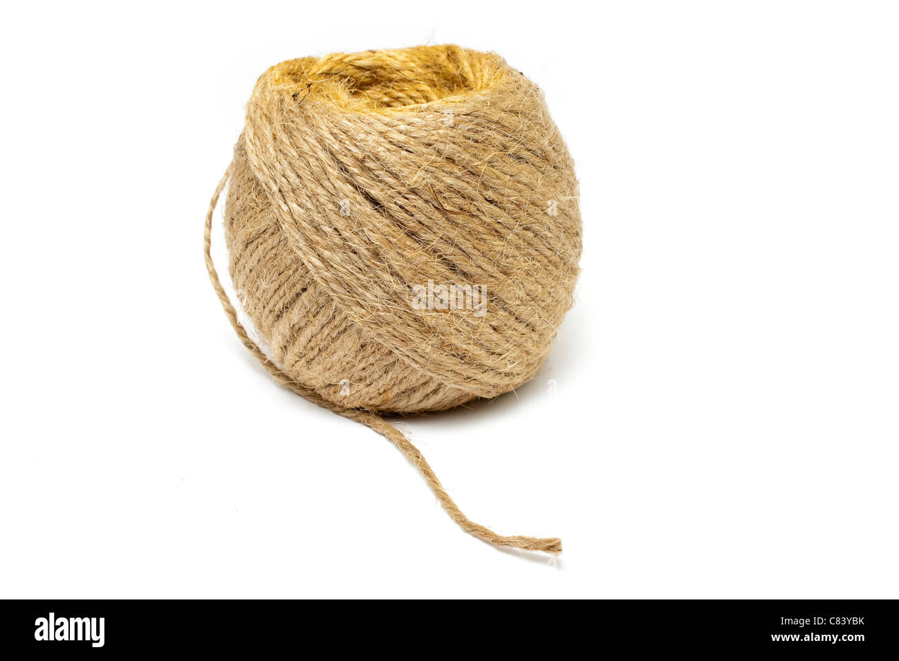 Ball of Textured Natural Hemp String Isolated on White Background Stock ...