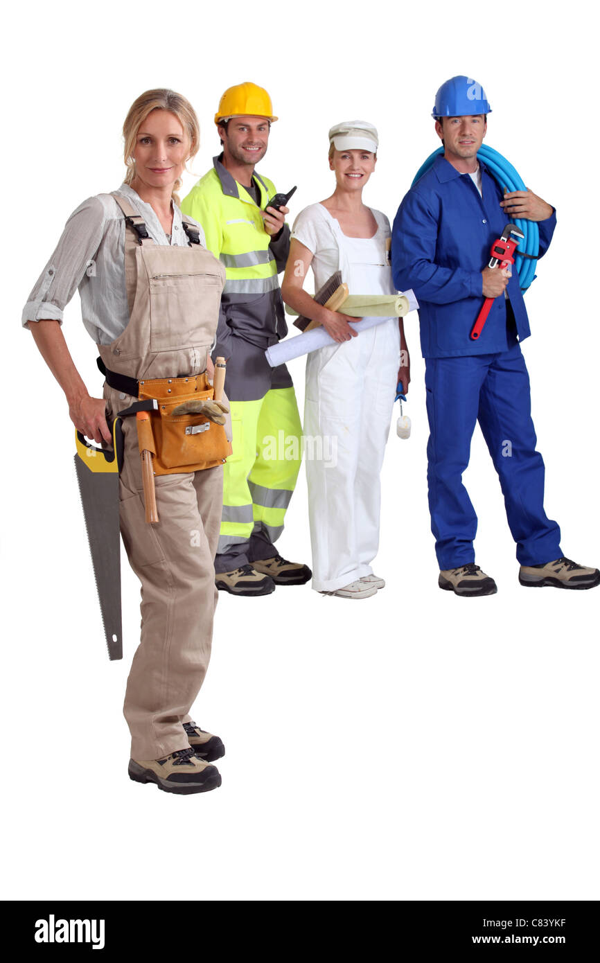 Manual workers stood together Stock Photo - Alamy
